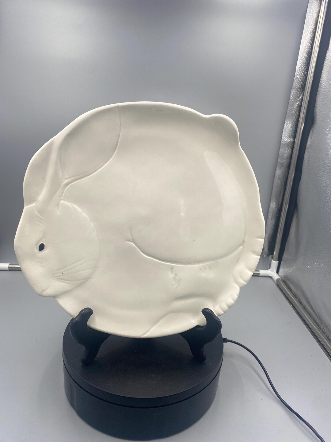 Vintage White Bunny Rabbit Ceramic Plate - Handmade Decorative Easter ...