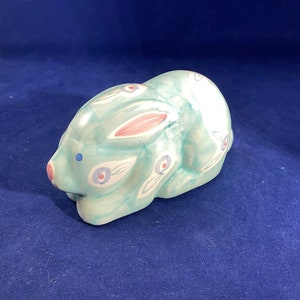 Blue Floral Ceramic Bunny With Flowers - Etsy