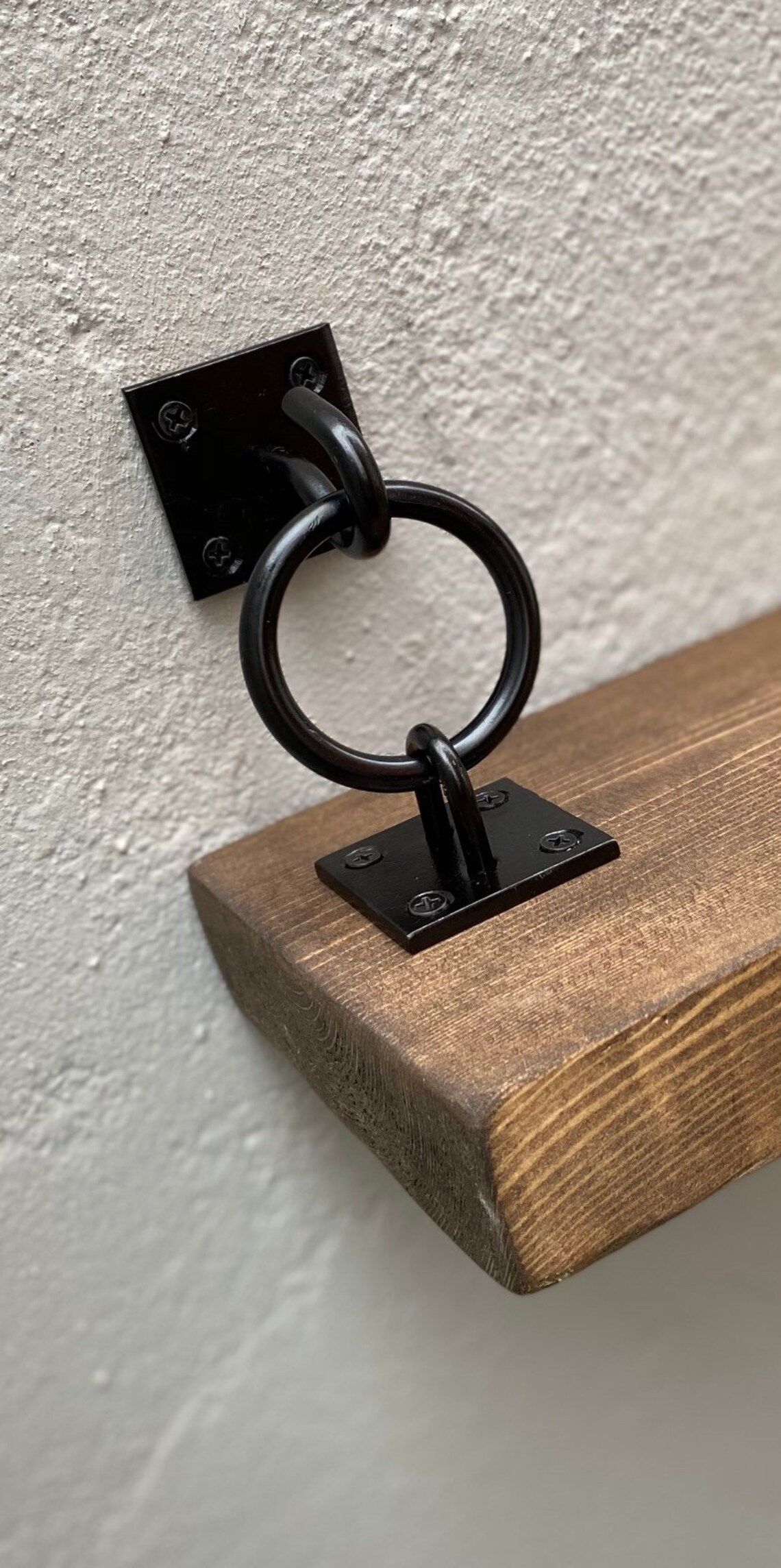 Rustic Shelf Brackets Hook and Ring Industrial | Etsy