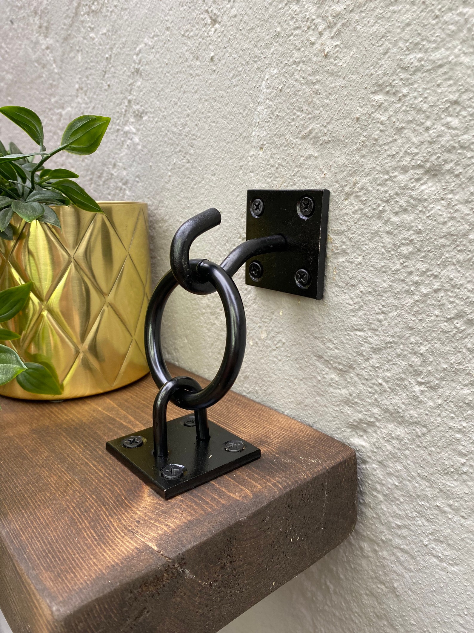 Rustic Shelf Brackets Hook and Ring Industrial | Etsy