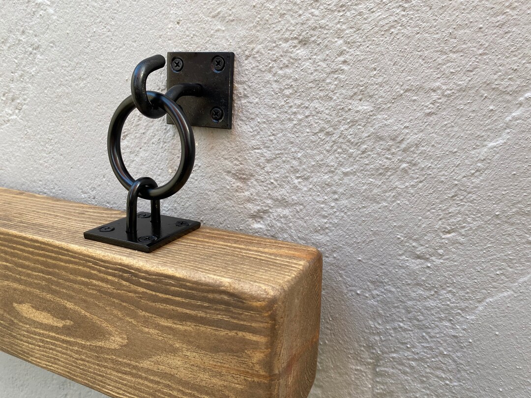 Rustic Shelf Brackets Hook and Ring Industrial - Etsy