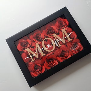 Mothers Day Flower Box Paper Flower Rose Shadow Box Frame Cute Gift for ...