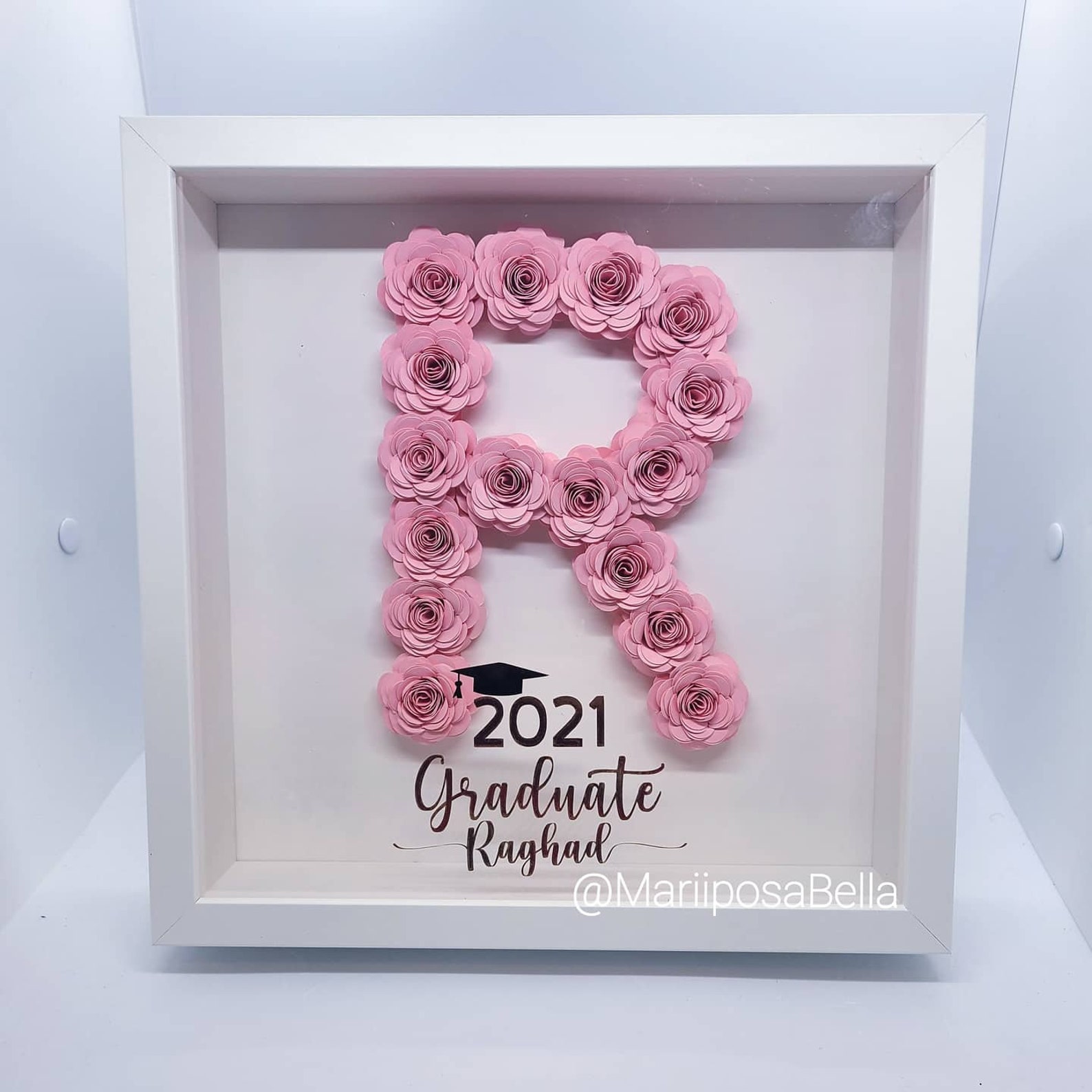 Graduation Flower Shadow Box Rolled Paper Flowers Gift For | Etsy