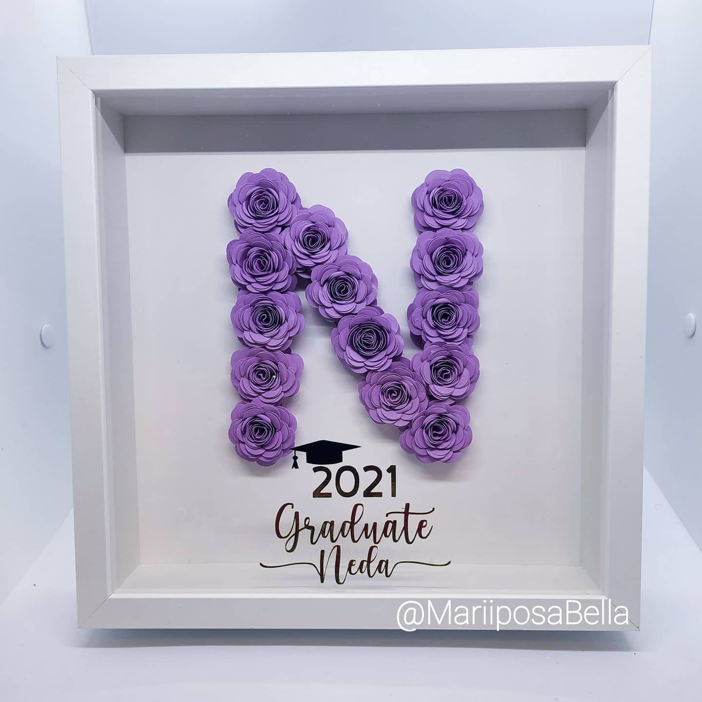 Graduation Flower Shadow Box Rolled Paper Flowers Gift For | Etsy