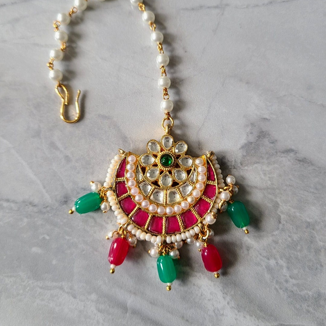 Makenna Maang Tikka With Pachi Kundan and Pearls / Hair Accesory ...