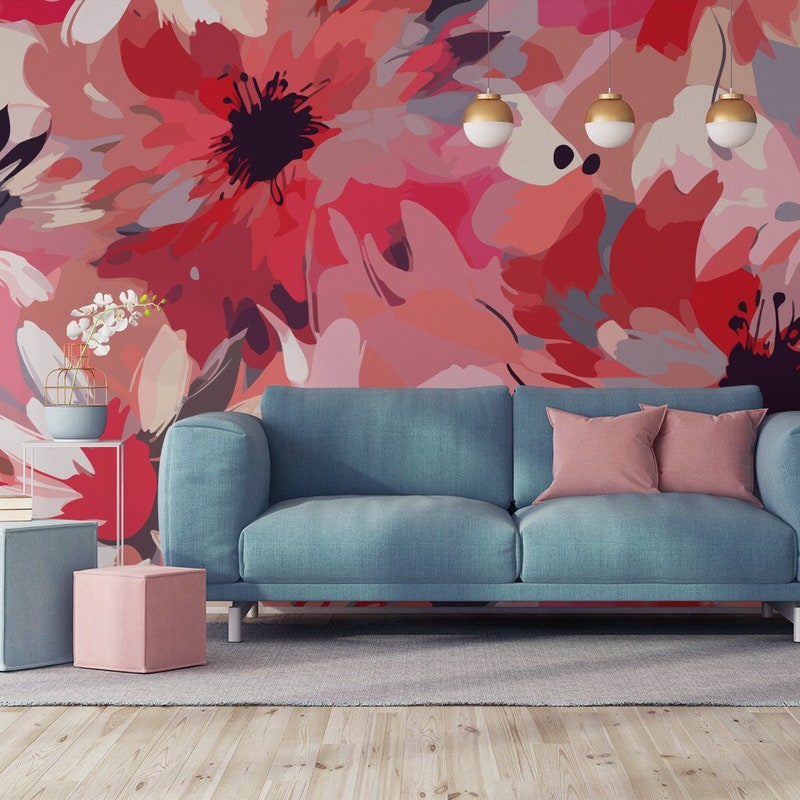 Red Abstract Wallpaper - Etsy