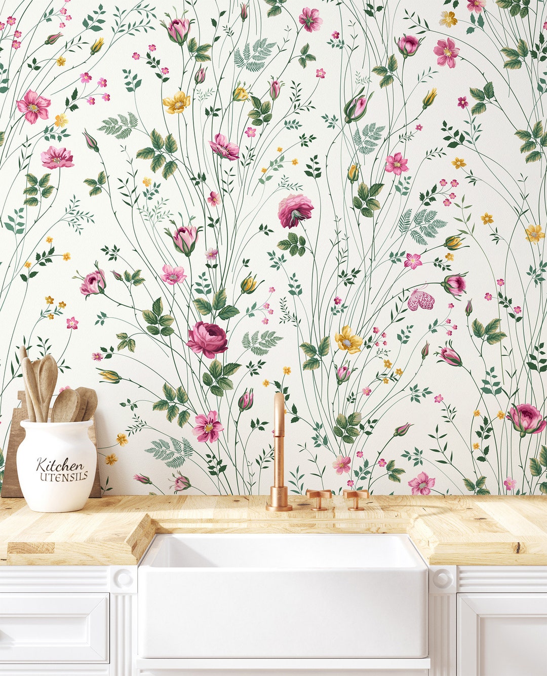Small Floral Pattern Wallpaper, Field Flowers Wall Mural [peel and ...
