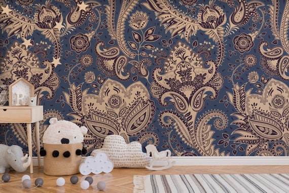 Indian Paisley Design Wallpaper Pink Paisley Wallpaper, Peel & Stick