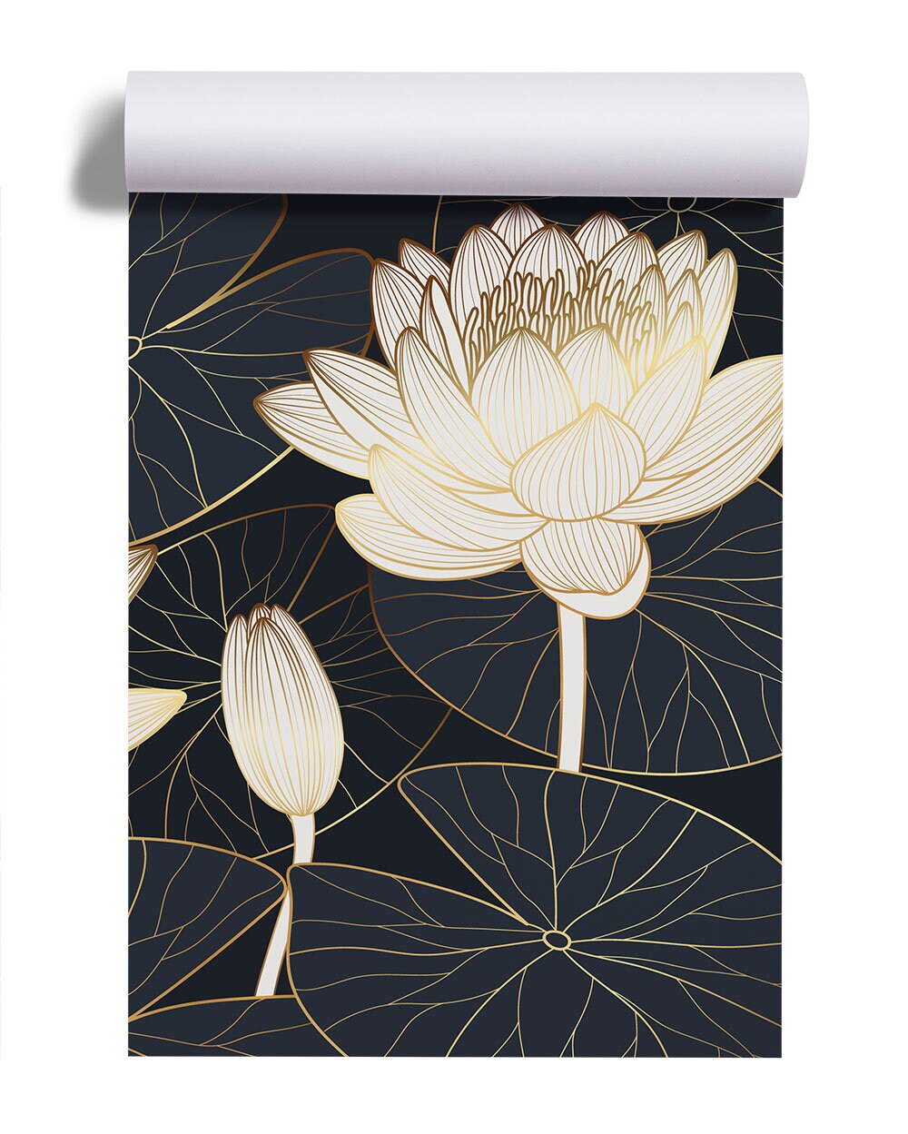 Luxury Lotus Wallpaper, Gold Lotus Line, Arts | Peel & Stick | Self ...