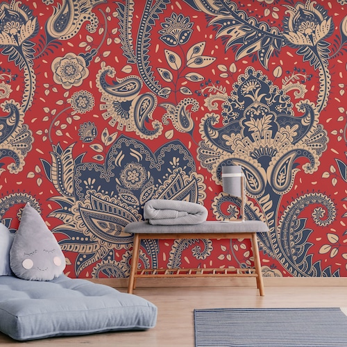 Indian Floral Wallpaper Paisley Peel & Stick Self - Etsy