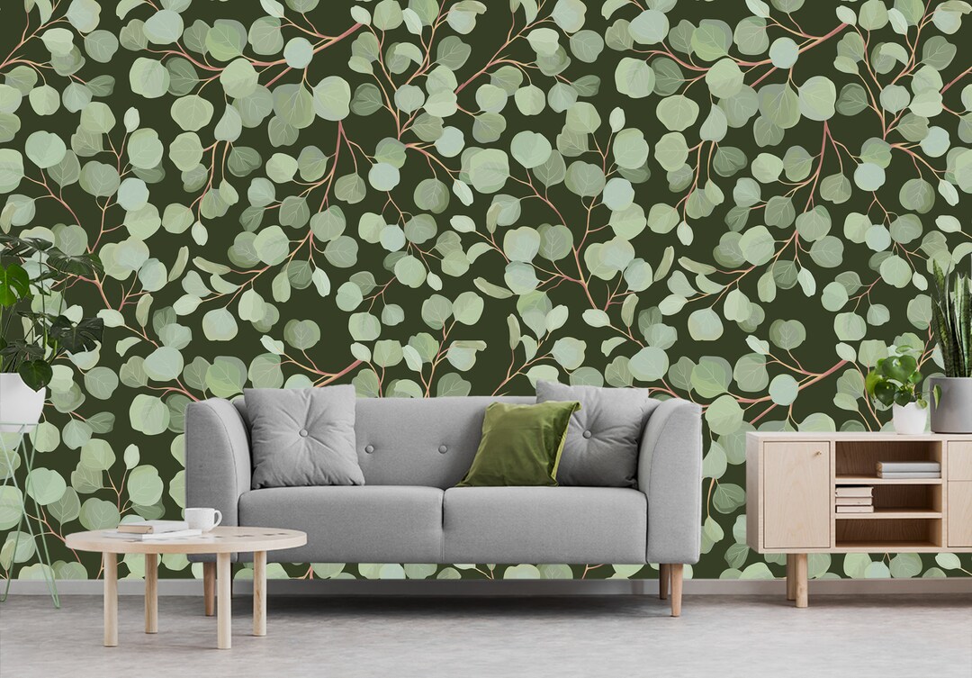Green Wallpaper With Small Leaf Pattern | Peel & Stick | Self Adhesive ...