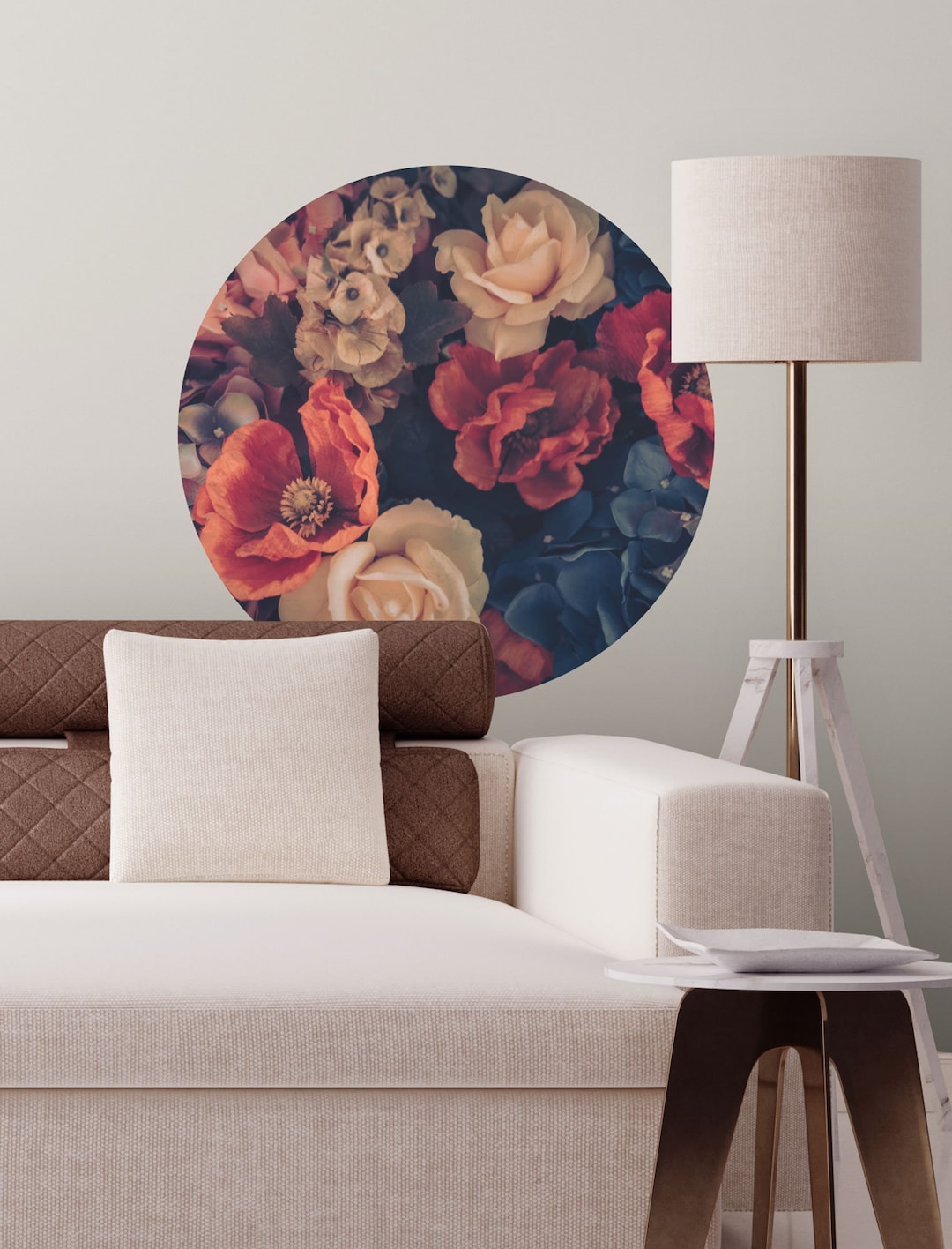 Beautiful Wall Sticker With Rose Flowers, Vintage Style | Peel and ...