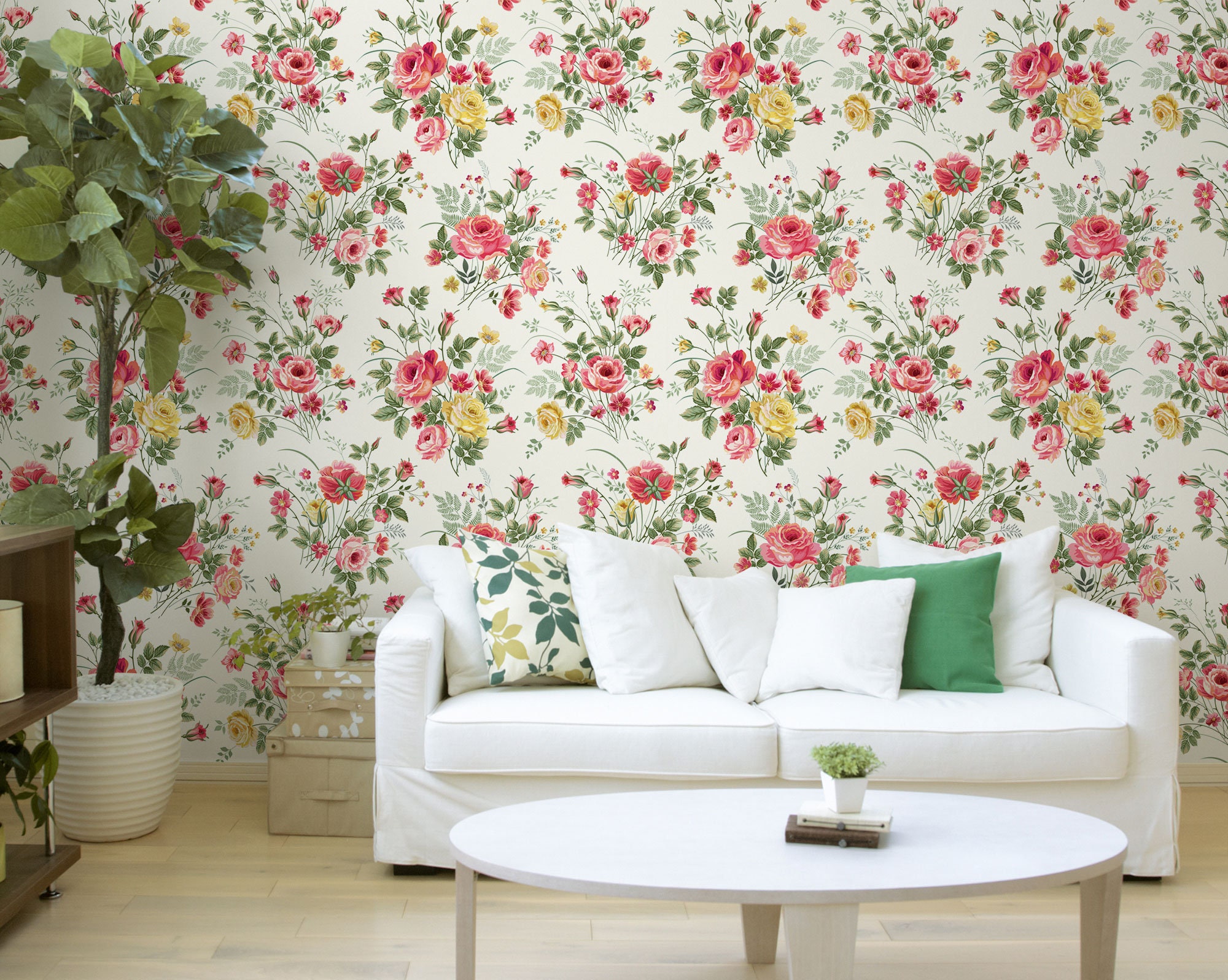Retro Rose Wallpaper Small Floral Pattern All Time Classic - Etsy