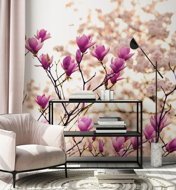 Magnolia Tree Wall Mural Floral Wallpaper Peel and Stick - Etsy