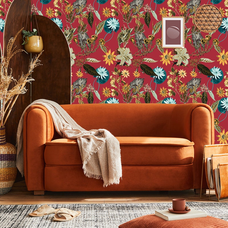 Red Wallpaper - Etsy