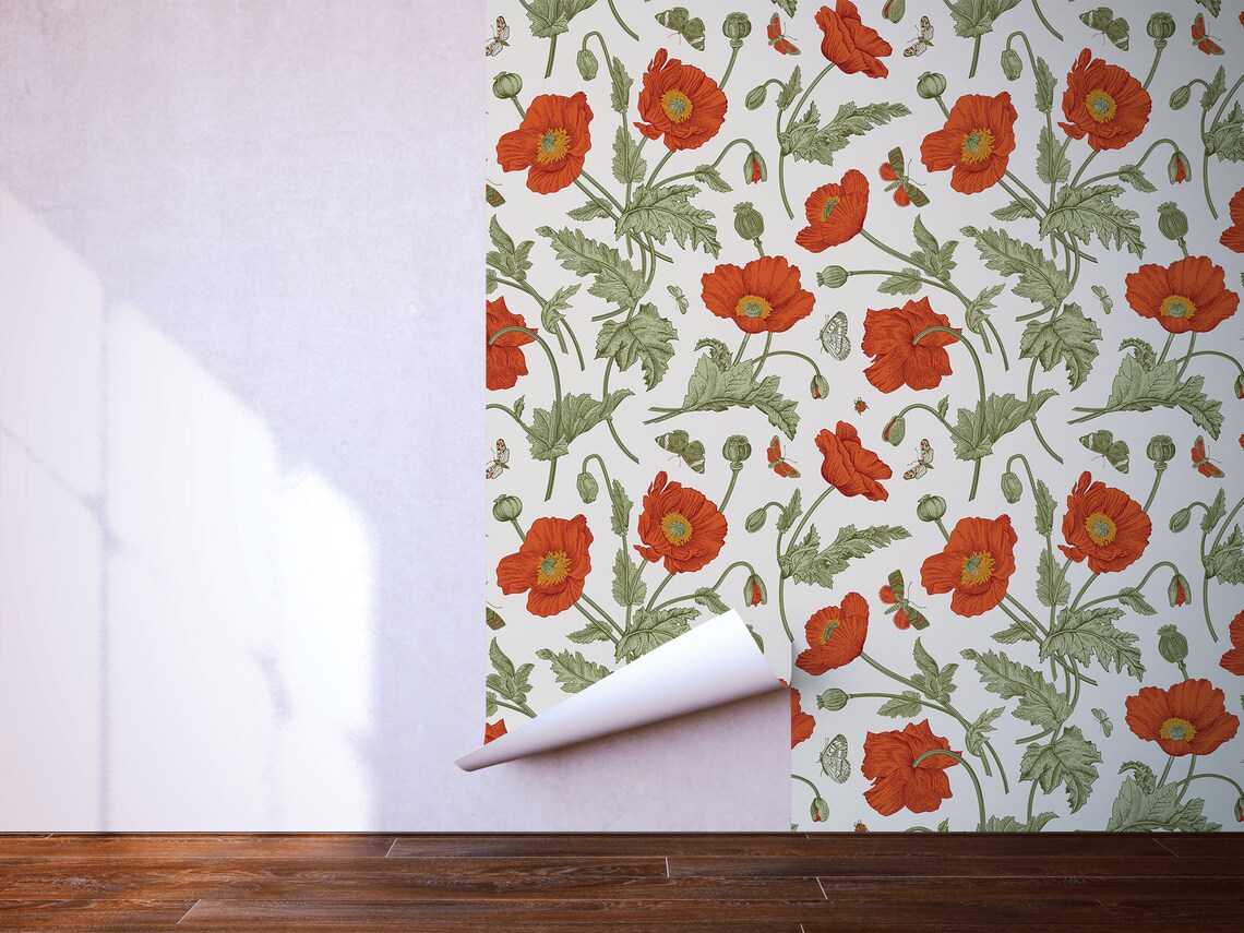 Poppy Red Flowers Wallpaper Peel & Stick Self Adhesive - Etsy