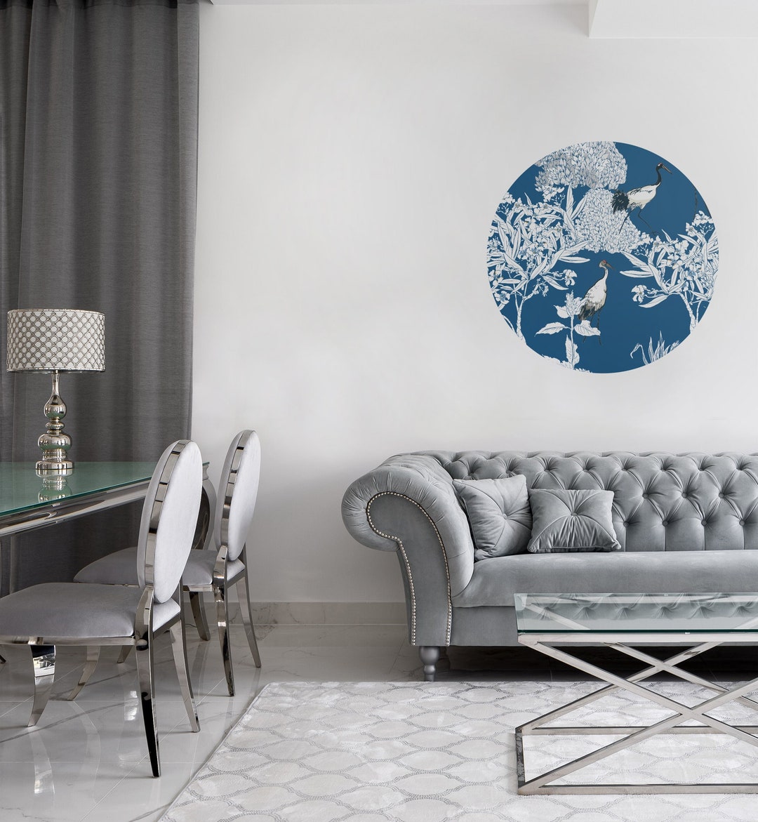 Exotic Floral and Birds Wall Sticker, Blue Wall Decal | Peel and Stick ...