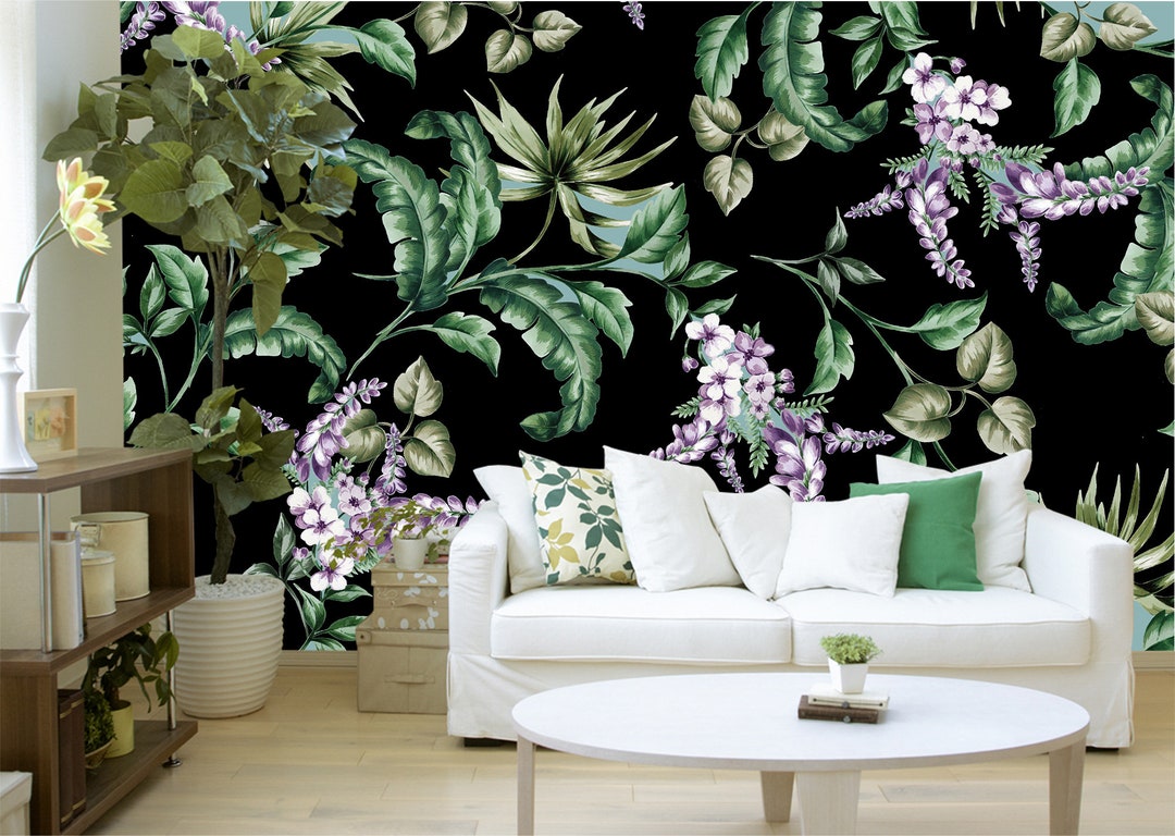Floral Wallpaper With Flowers, Watercolor | Peel & Stick | Self ...