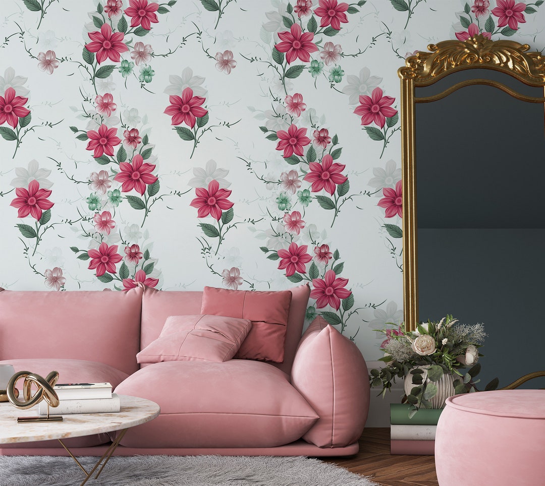 Beautiful Floral Wallpaper, Floral Botanical Pattern, Wall Mural [peel ...