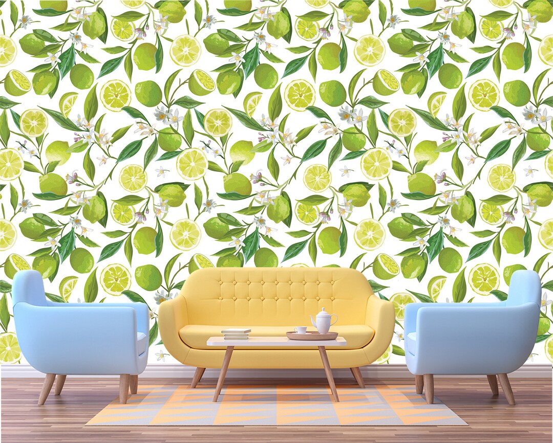 Lime Wallpaper, Fruit, Floral Citrus, Flowers, Leaves, Limes, Lemons ...