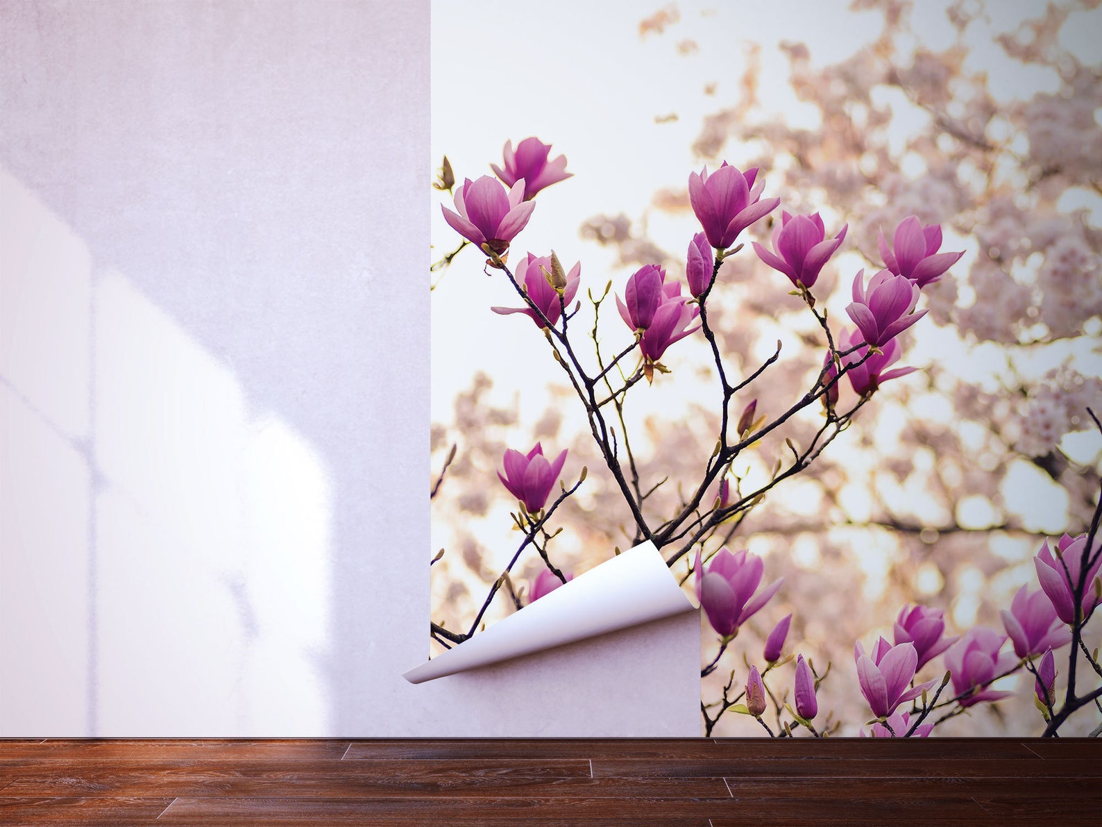 Magnolia Tree Wall Mural, Floral Wallpaper | Peel and Stick | Self ...