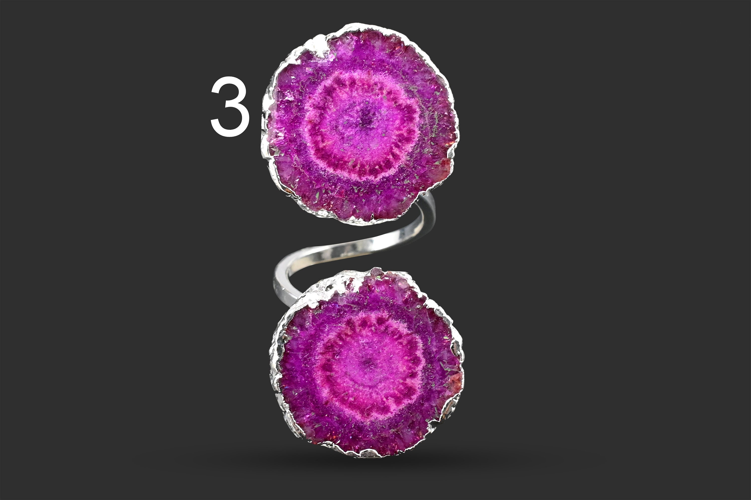 Geode Druzy Ring, Solar Quartz Geode Druzy Silver Plated Rings, Geode ...