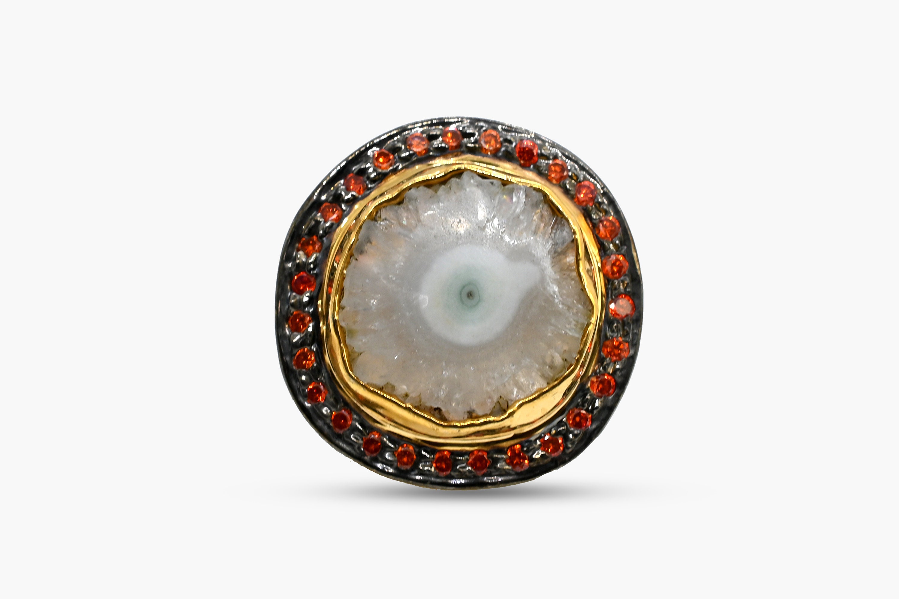 Geode Pave Diamond Ring 24k Gold Plated White Geode Stone - Etsy