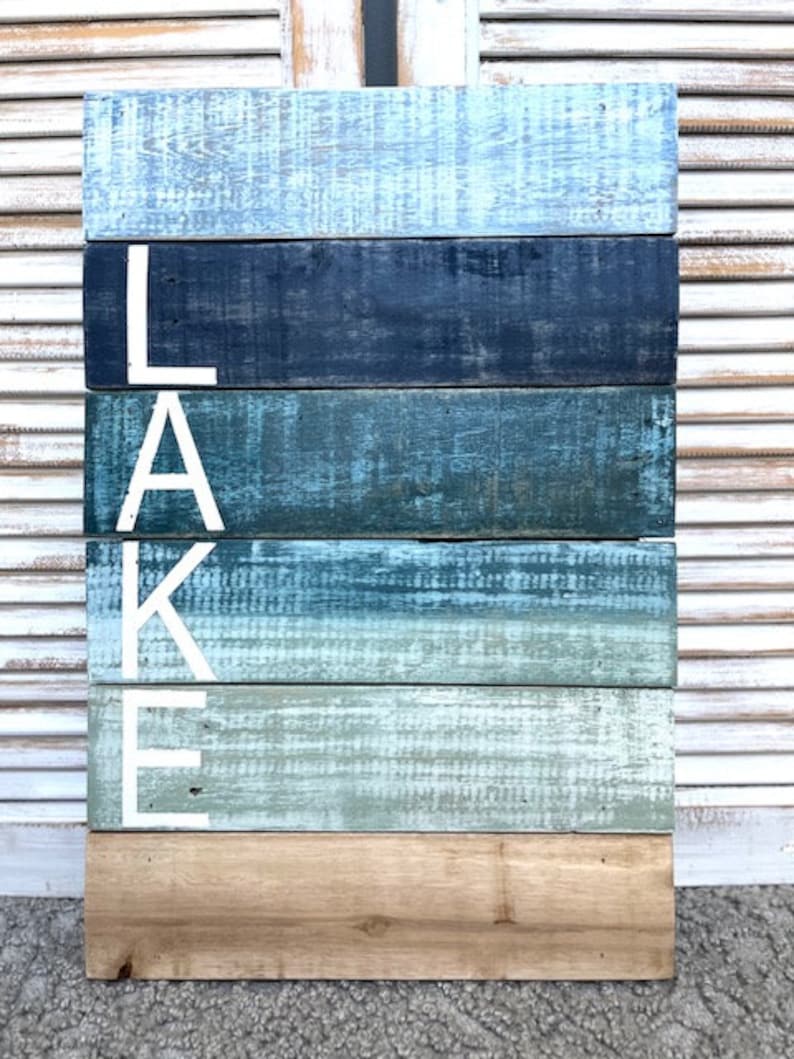 Wooden Lake Sign: Rustic Coastal Decor - Etsy
