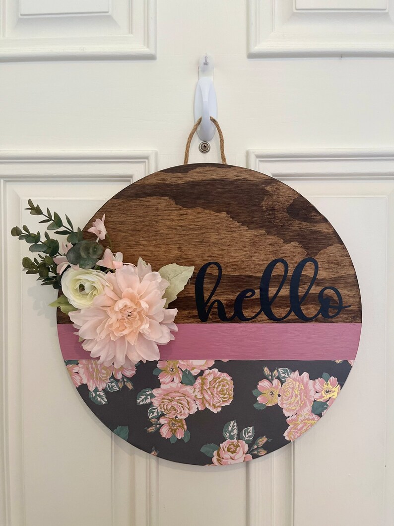 Hello Flower Door Sign Hello Door Sign Front Door Wreath - Etsy