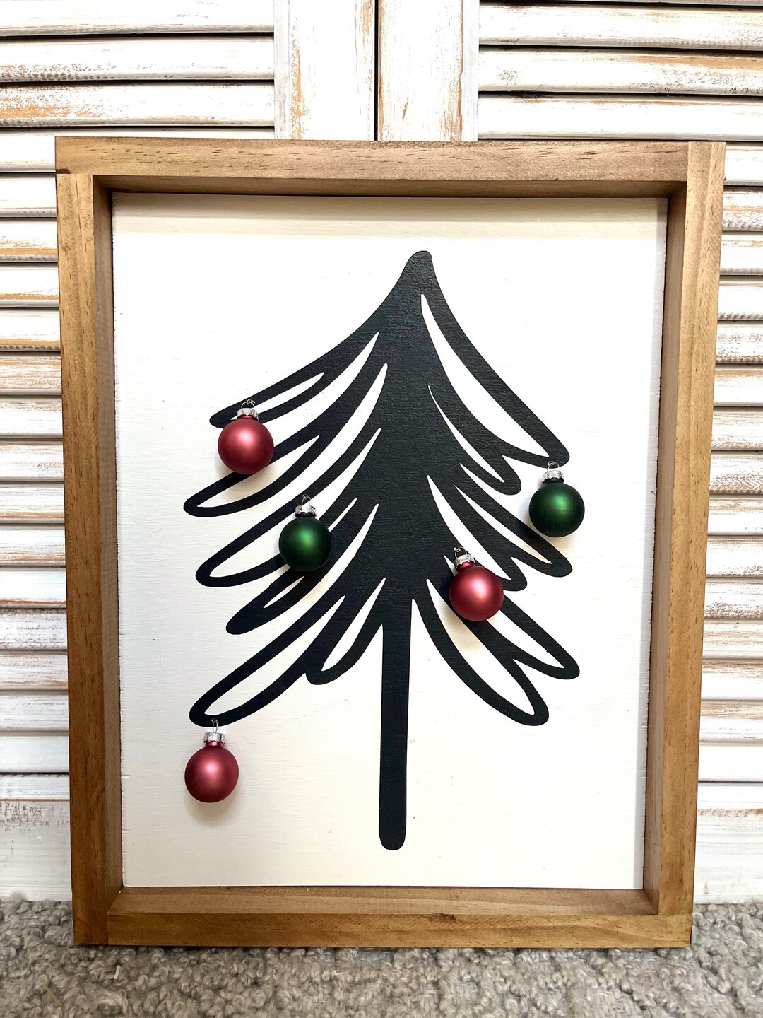 Framed Christmas Tree With Christmas Bulbs - Etsy