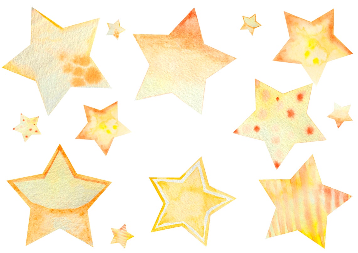 7 Aquarell Gold Stern Set Aquarell Sterne Clipart von Hand | Etsy