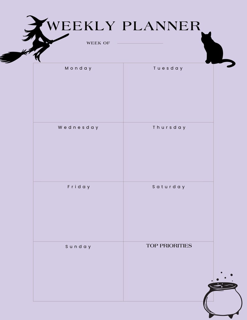Witches Weekly Planner, Digital Download, Instant Download ...