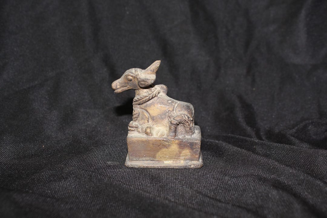 Antique Bronze Nandi Bull Idol: Handcrafted Hindu Temple Art - Etsy