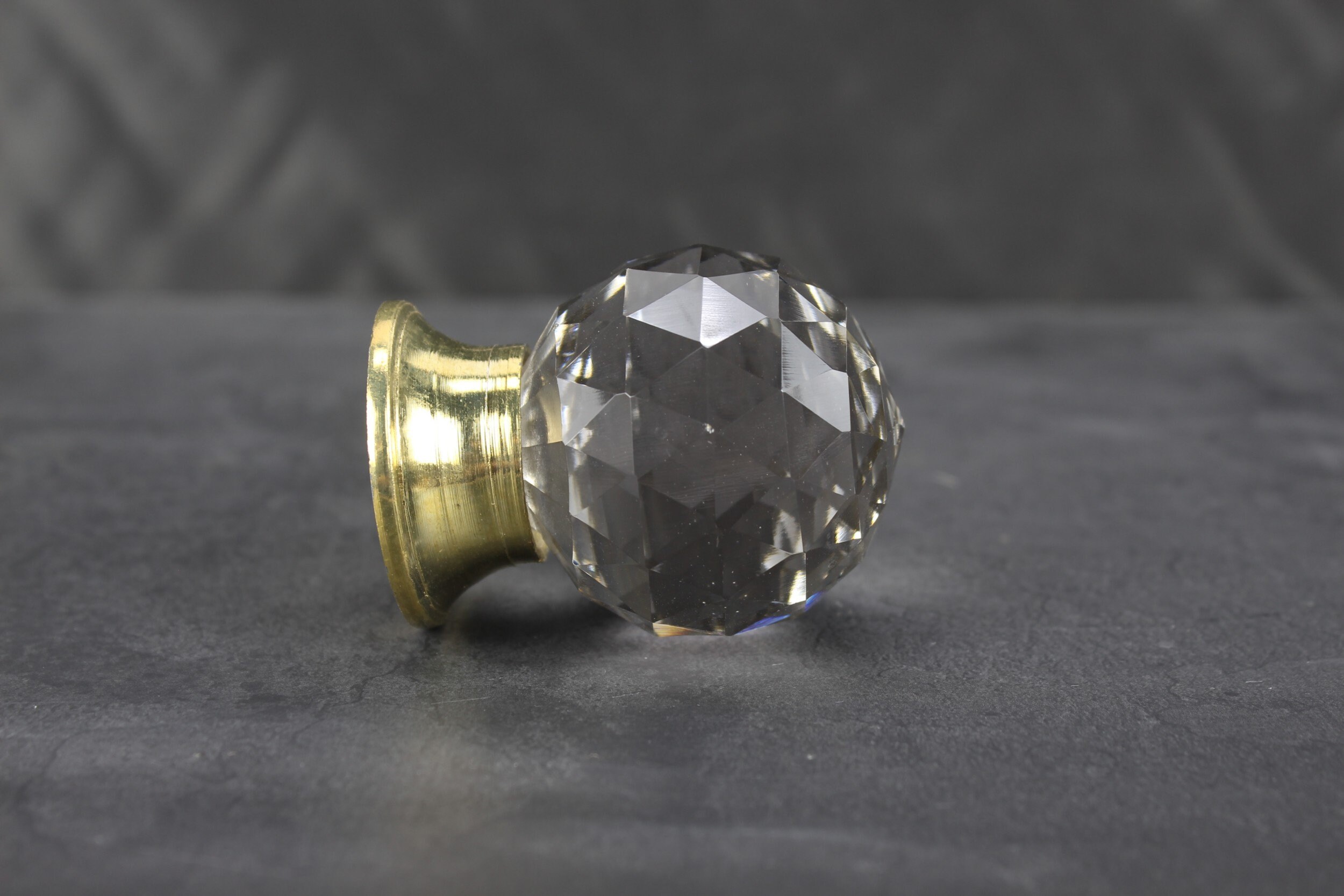 Vintage Clear Cut Glass Diamond Crystal Shape Handmade Brass Fitted Door Knob Handmade Crystal ...