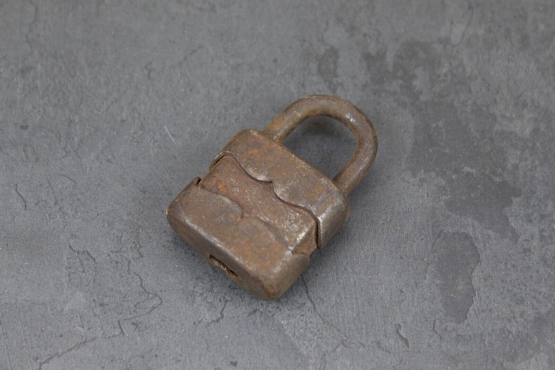 Antique Tiny Rustic Old German Iron Lock Vintage Decor Collectible Key ...