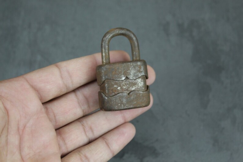 Antique Tiny Rustic Old German Iron Lock - Vintage Decor Collectible ...