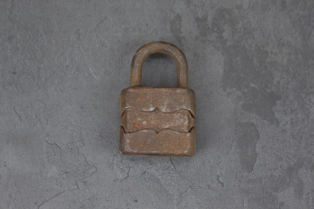 Antique Tiny Rustic Old German Iron Lock - Vintage Decor Collectible ...