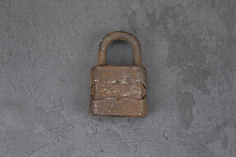 Antique Tiny Rustic Old German Iron Lock - Vintage Decor Collectible ...