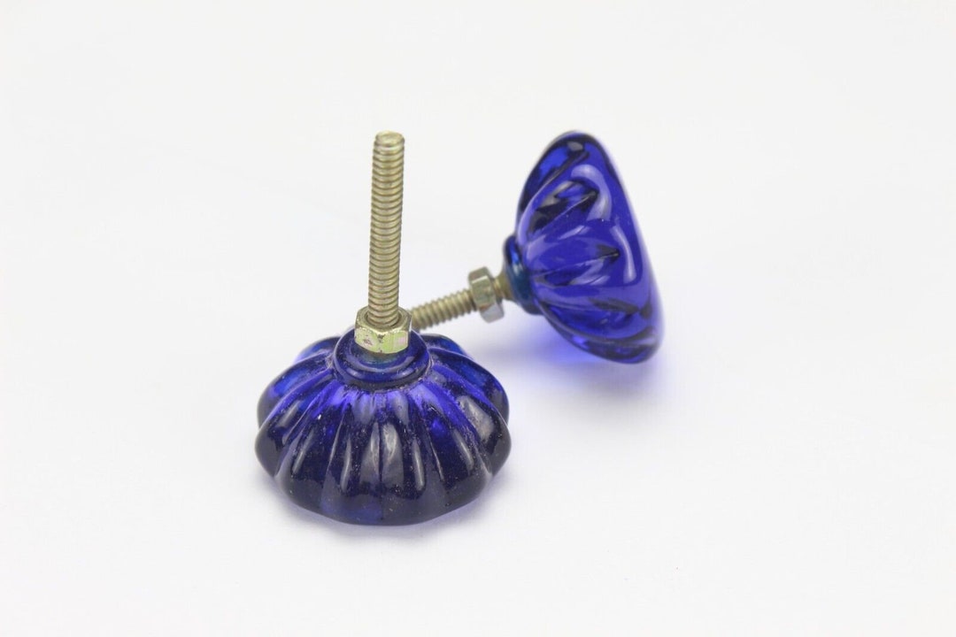Glass Cabinet Knobs Set Drawer Pulls Cobalt Blue Glass Decorative Knobs ...