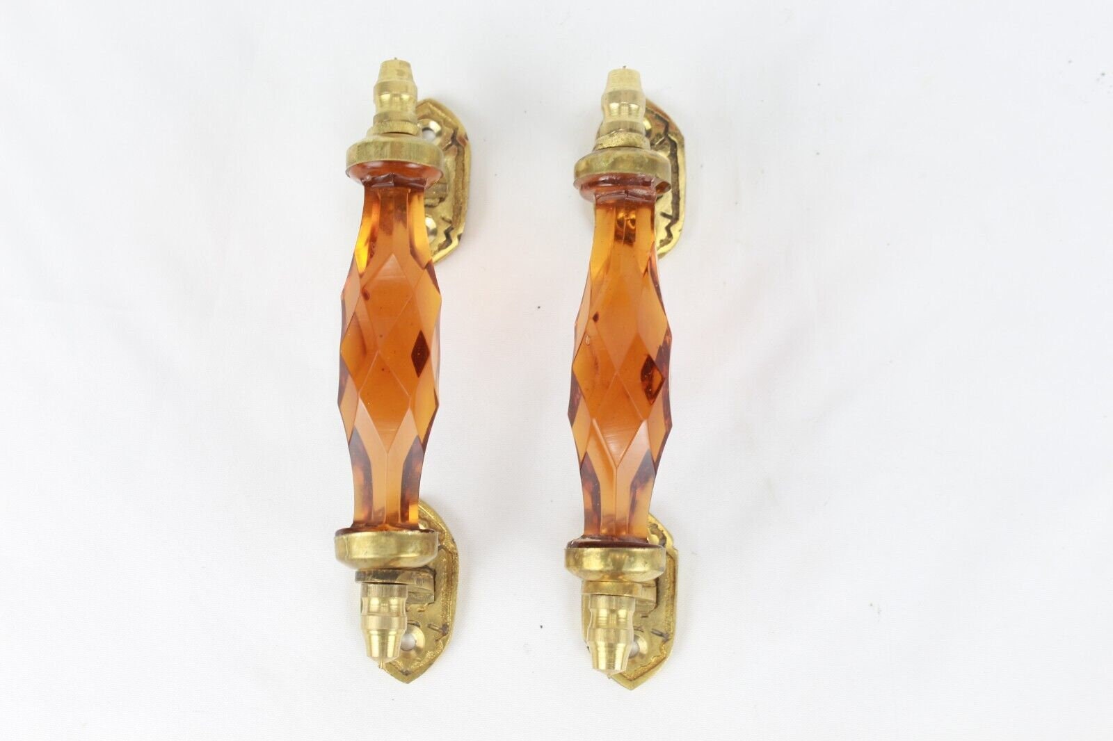 Antique Victorian Amber Glass Door Handle With Brass Fittings (set of 2 ...