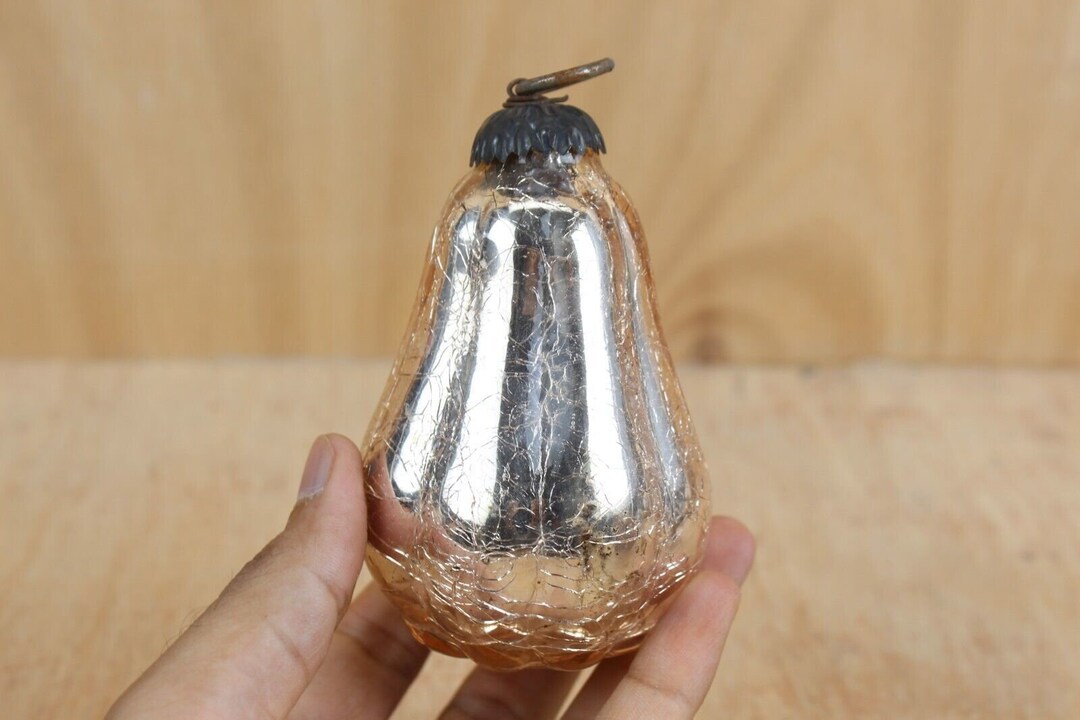 Antique Gourd Shape German Kugel Ball Old Hand Blown Heavy Christmas ...