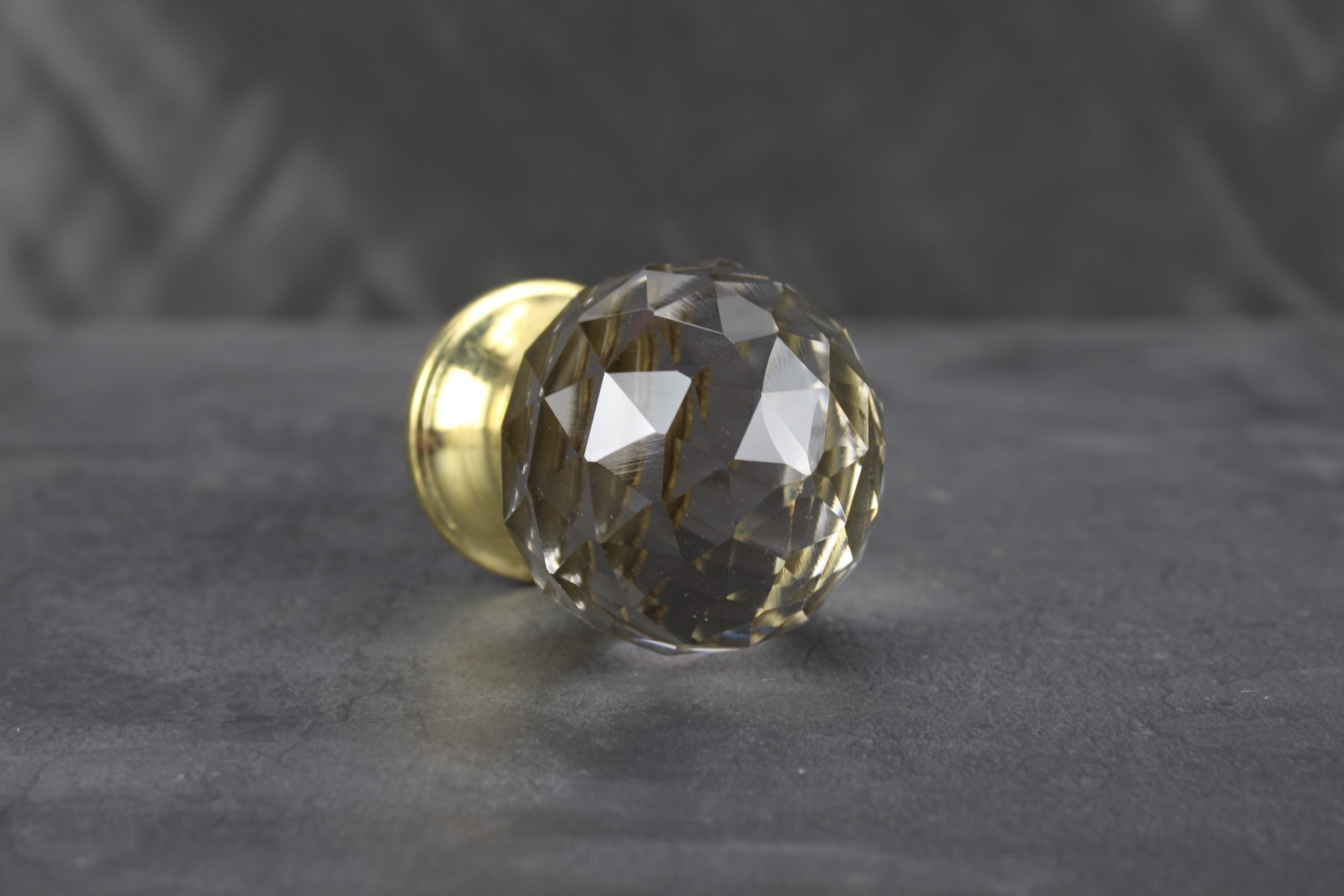 Vintage Clear Cut Glass Diamond Crystal Shape Handmade Brass Fitted Door Knob Handmade Crystal ...