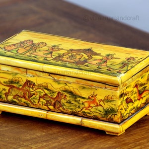 Antique Bone Trinket, Jewelry Box, Ring Box, Hand Painted Bone Box ...