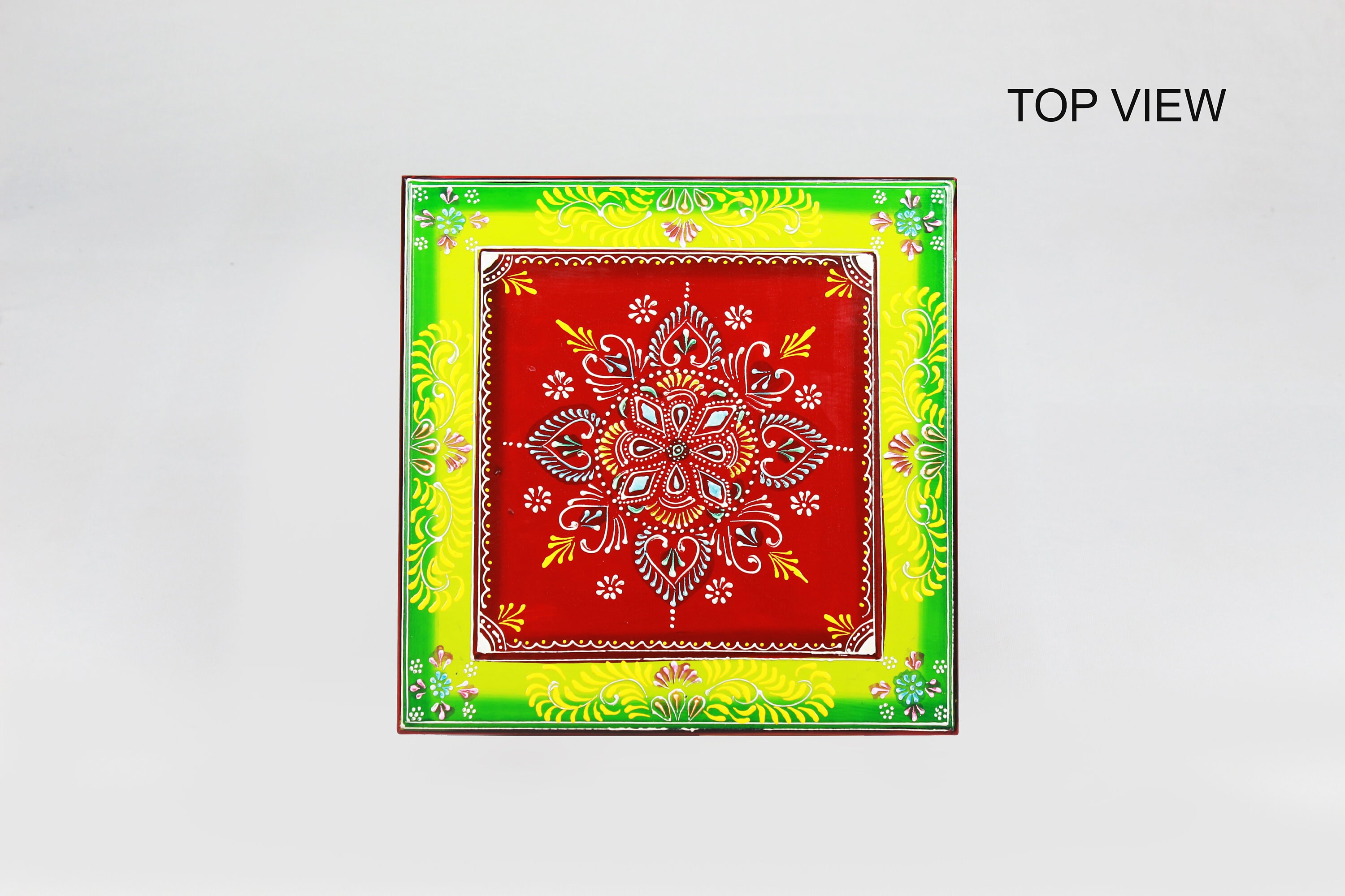 Hand-painted Wooden Chowki: Indian Handicraft Decor, Solid Wood Stool ...