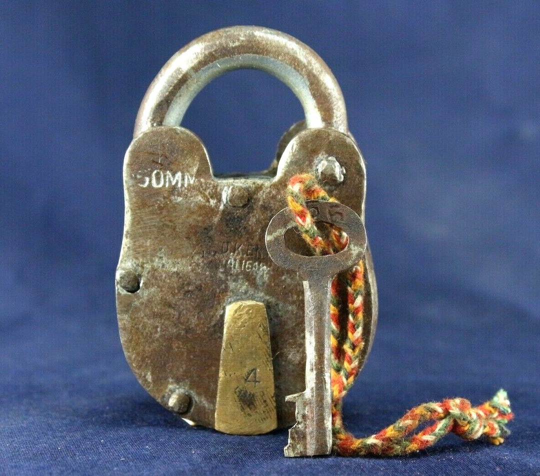 Antique Indian Padlock: Working Brass & Iron Collectible Lock With Key ...
