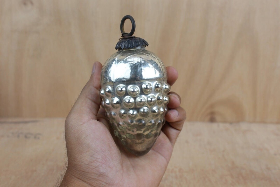Antique Grape Shape Old German Kugel Vintage Grey Ball Christmas Decor ...