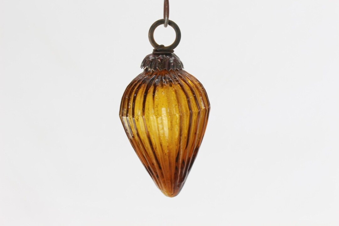 Rare Handmade Amber Glass Brass Grape-shaped Kugel Ball Christmas ...