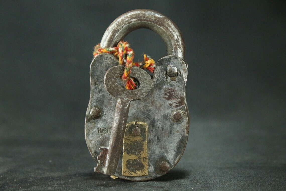 Vintage Iron Brass Padlock (rare, Working) Antique Handcrafted Padlock ...