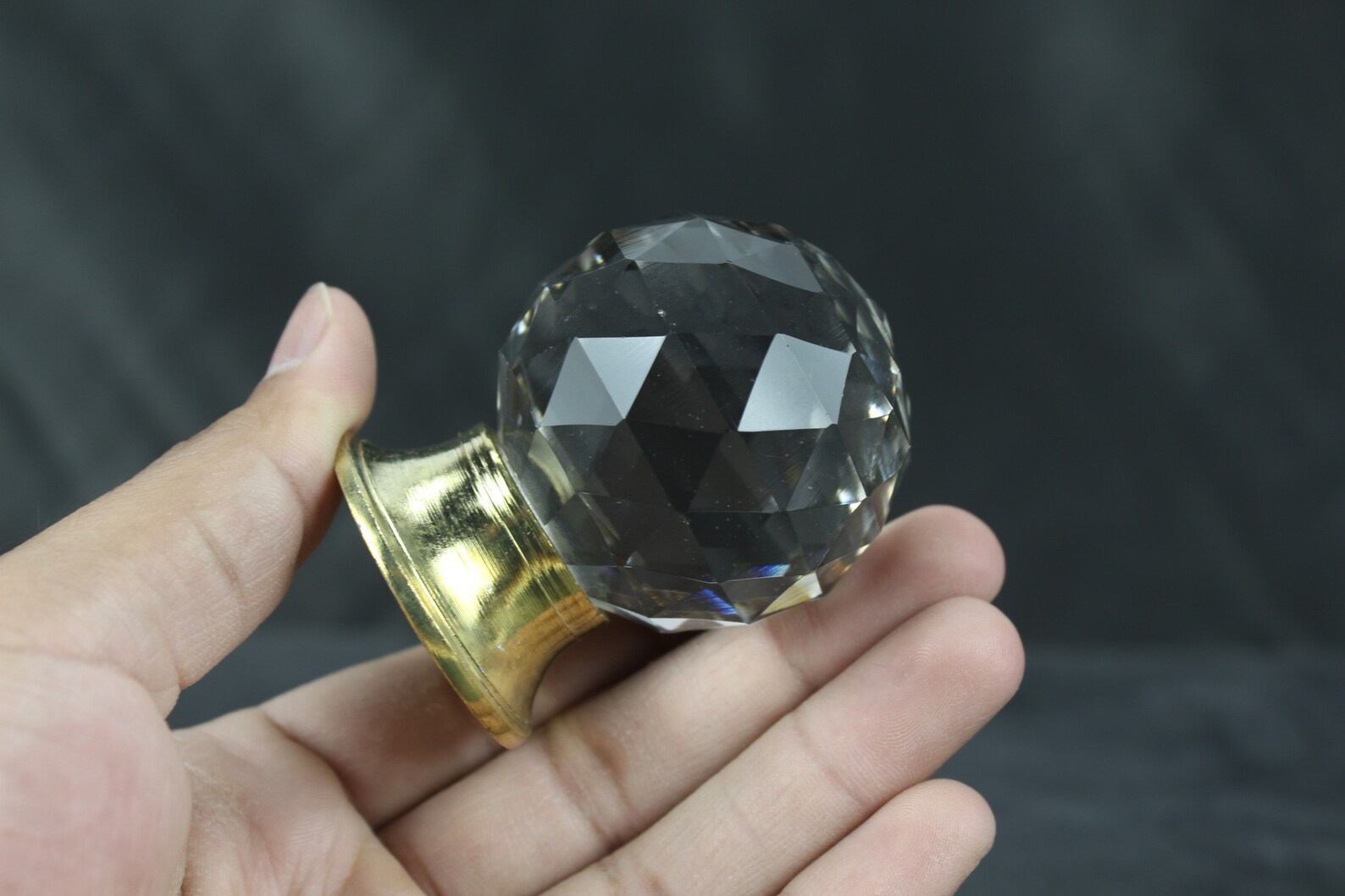 Vintage Clear Cut Glass Diamond Crystal Shape Handmade Brass Fitted Door Knob Handmade Crystal ...