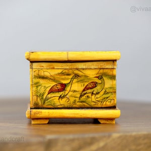 Antique Bone Trinket, Jewelry Box, Ring Box, Hand Painted Bone Box ...